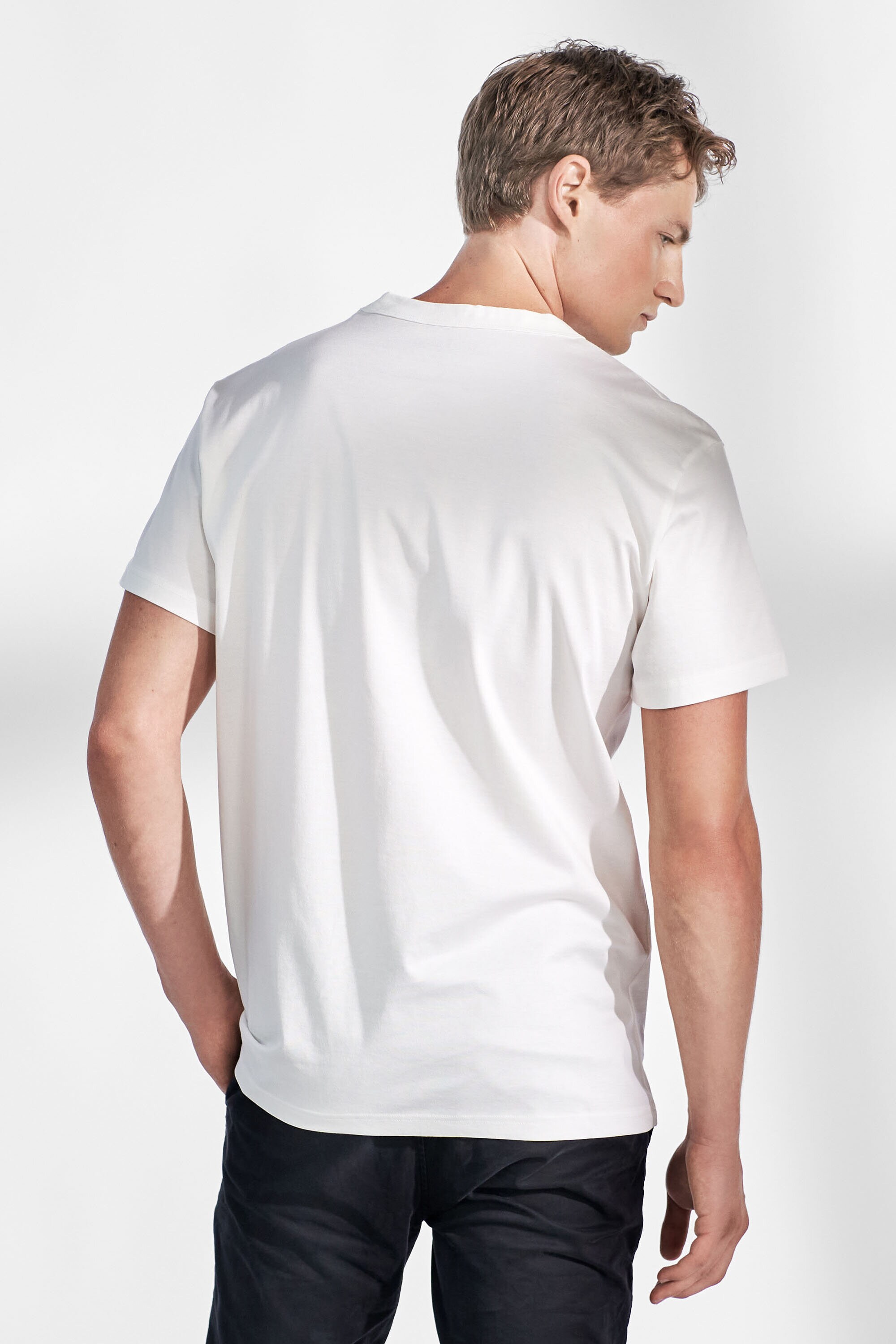 Herr Crew-Neck Ivory T-shirt i 100% pima bomull - Bread & Boxers